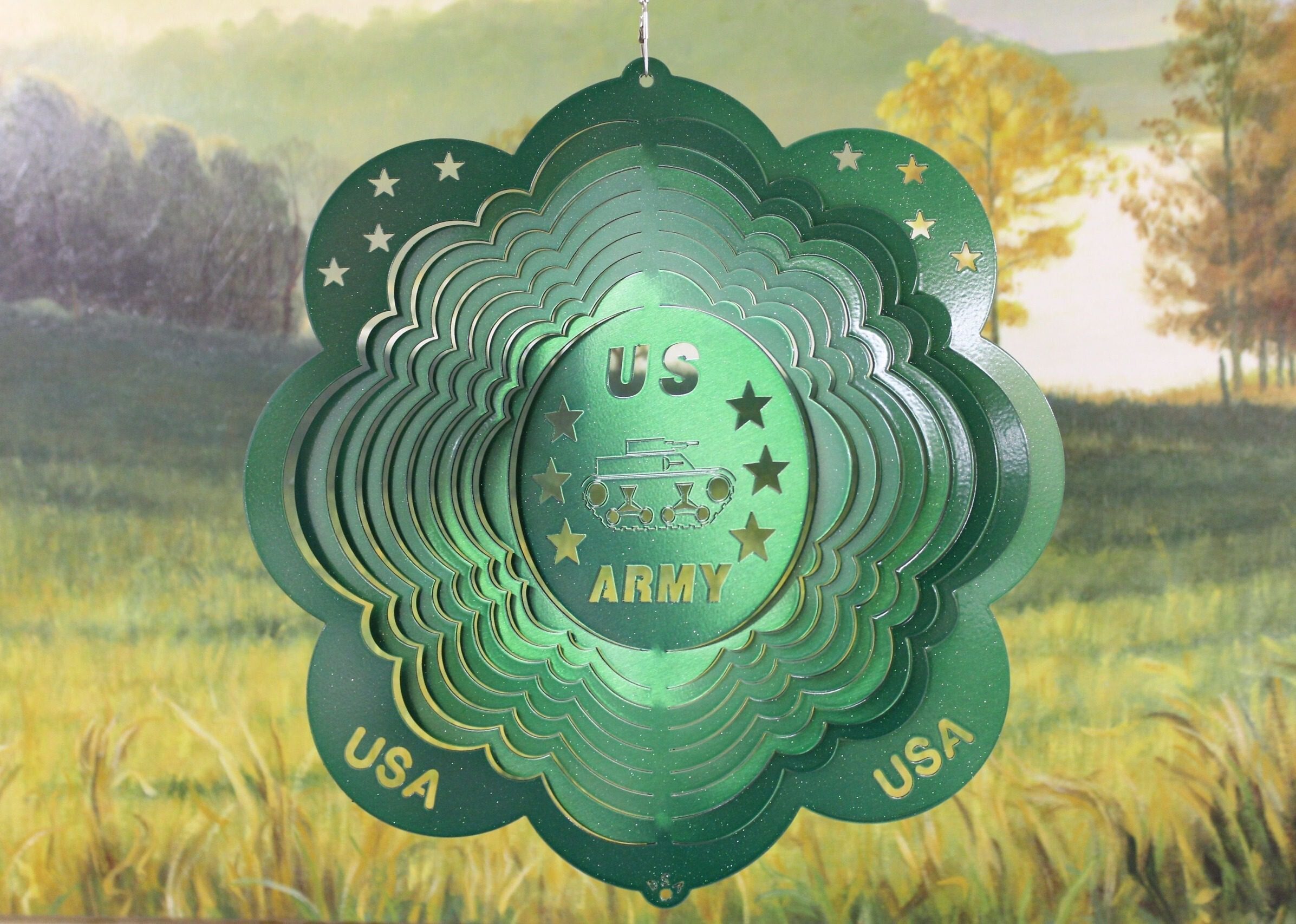 DSA 01856 12" Army Wind Spinner-Green Starlight - Made In The Americas