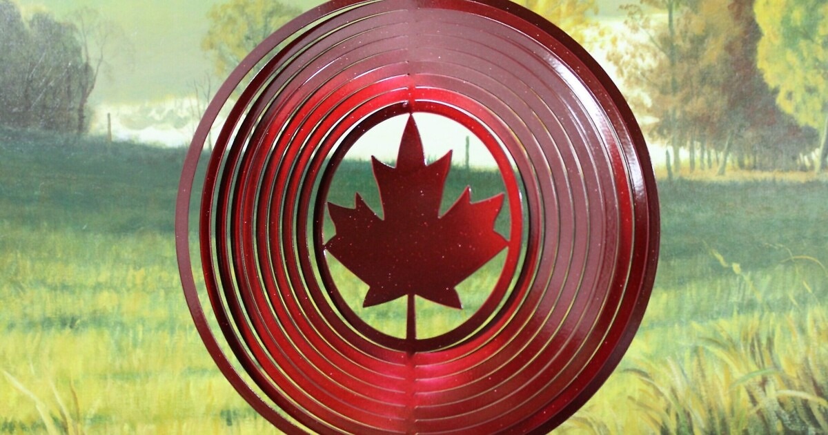 DSA 22261 12" Maple Leaf Wind Spinner-Red Starlight - Made In The Americas